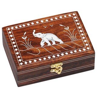 Handmade Wooden Jewelry Box Elephant Greeting- Decorative Box/Treasure ...