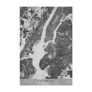 New York City Map of New York in Grey Maps Minimal Art Print/Poster ...
