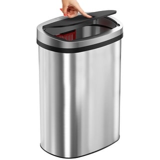 13 Gallon Stainless Steel Press Lid Kitchen Trash Can with AbsorbX ...