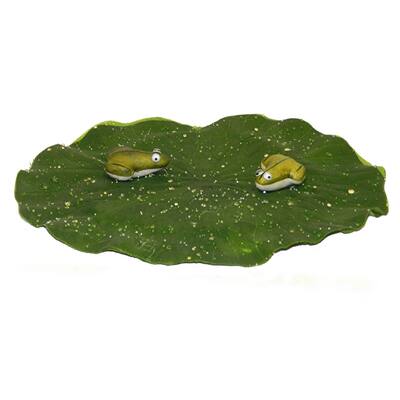 Floating water lily leaf pad with 2 frogs (Set of 6) - Overstock - 31297042