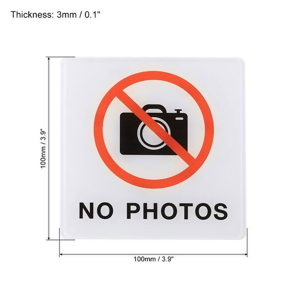 No Photos Sign Adhesive Indoor Outdoor Label Wall Mount Sticker - White ...