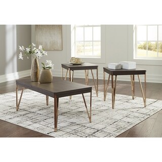 Signature Design by Ashley Bandyn Brown/Champagne Table (Set of 3) - 47 ...