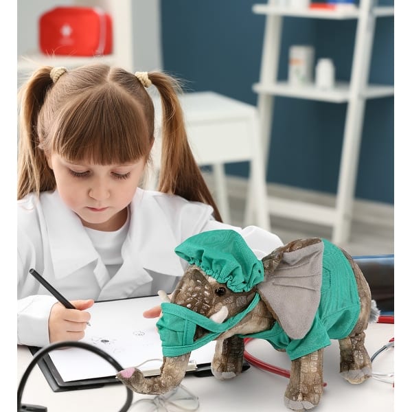 DolliBu Elephant Doctor Plush with Cute Scrub Uniform and Cap Outfit ...