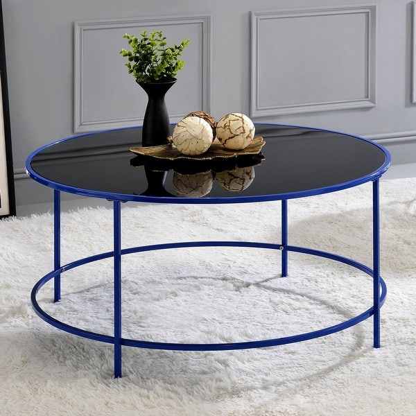 Llewellyn Contemporary 36-inch Glass Top Round Coffee Table by ...
