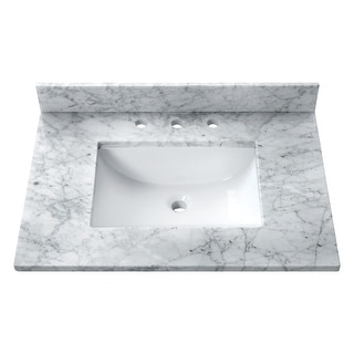 Avanity Carrara White Natural Marble Vanity Top with Rectangular ...