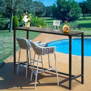 55" Outdoor Bar Table With Adjustable Feet, Rectangle Narrow Counter ...