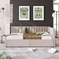 Classic Twin Size Upholstered Daybed with 2 Storage Drawers, Yellow ...