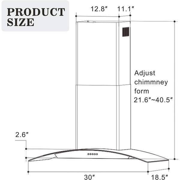 Range Hood 30 Inch Tieasy Wall Mount Kitchen Hood Touch Control - Bed ...