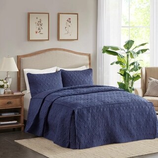 Split Corner Quilted Bedspread Classic Lightweight King Navy - Bed Bath ...