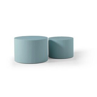 Light Blue Round Nesting Coffee Table Set, Waterproof - Bed Bath ...