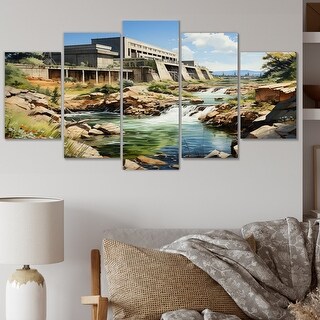 Designart "Dam Industrial Beauty Urban" Dams Multipanel Wall Art Living ...