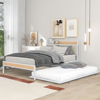 Upholstered headboard, Sockets, USB Ports Platform Bed - Bed Bath ...