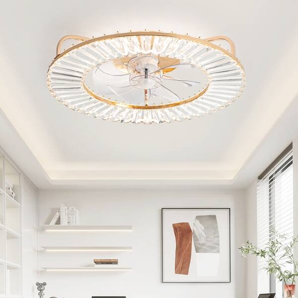 22-In LED Rosa Gold Chandelier Ceiling Fan with Light Remote(7-blade ...