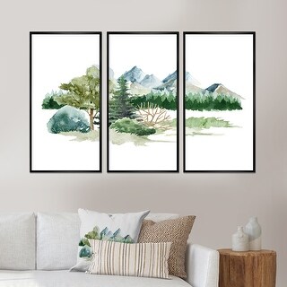 Designart "Trees Bush Grass In Wild Landscape" Traditional Framed Wall ...