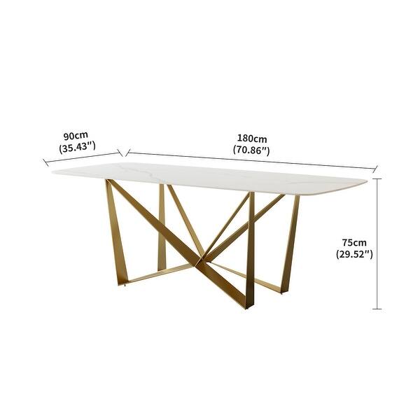 Modern Rectangular Slate Top Dining Table with Gold Pedestal - Bed Bath ...