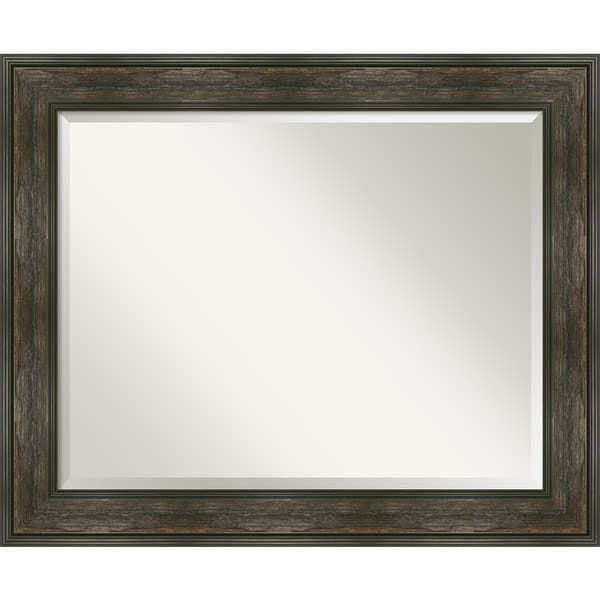 Beveled Bathroom Wall Mirror - Rail Rustic Char Frame - Rail Rustic ...