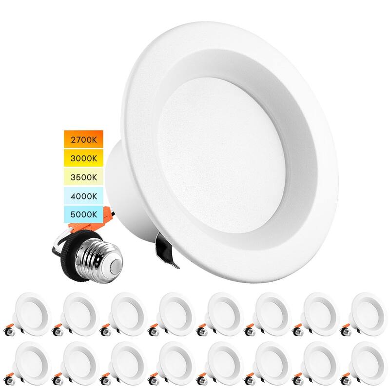 Luxrite 4" LED Recessed Lighting, Color Temperature Selectable 2700K ...