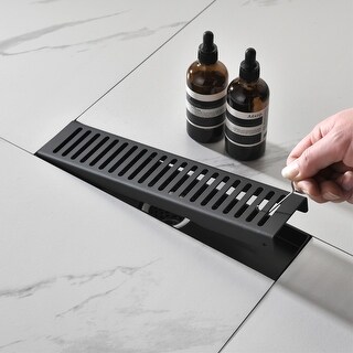 12" 304 Stainless Shower Drain with Hair Strainer and Leveling Feet ...