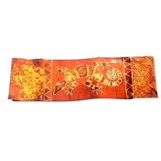 Novica Handmade Tangerine Gecko Cotton Batik Table Runner - Bed Bath ...