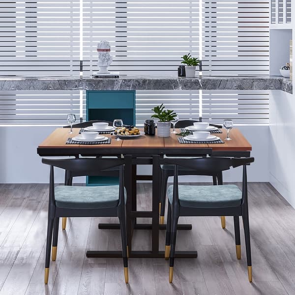 Sold Wood Transforming Table/Convertible Shelf Table for Small Spaces ...