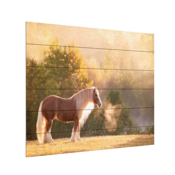 PHBurchett 'Golden Lit Horse I' Wood Slat Art - Bed Bath & Beyond ...