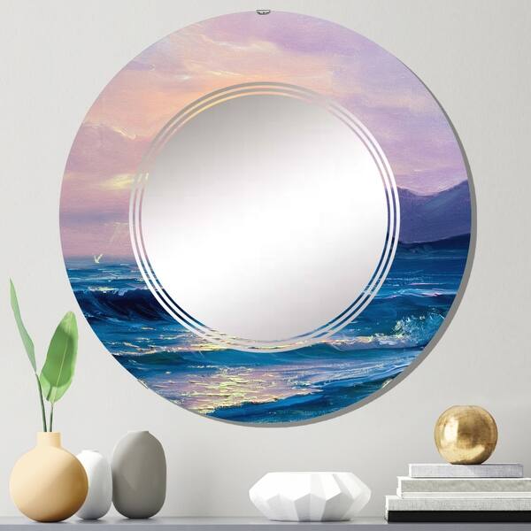 Designart 'Sunset Above Dark Blue Ocean Waves' Nautical & Coastal ...