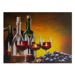 LED Lighted Flickering Wine, Grapes and Candles Canvas Wall Art 15.75 ...