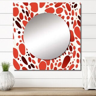 Designart "Red And White Polka Dots Pattern I" Modern Wall Mirror ...