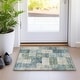 Machine Washable Indoor/ Outdoor Contemporary Blocks Chantille Rug ...