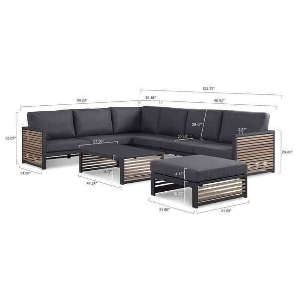 Cadora Teak 5 - Person Outdoor Sectional Seating Group- Left Hand ...