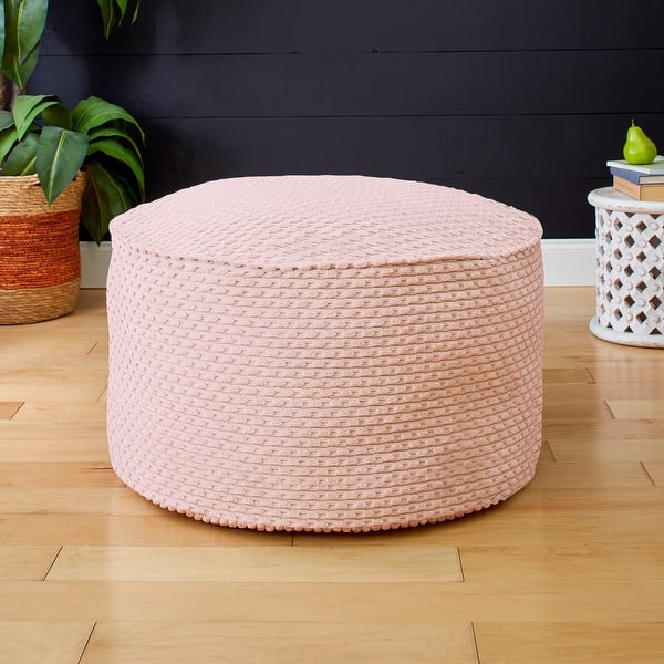 Sorra Home Indoor Soft Chunky Corduroy Large Round Pouf - Bed Bath ...