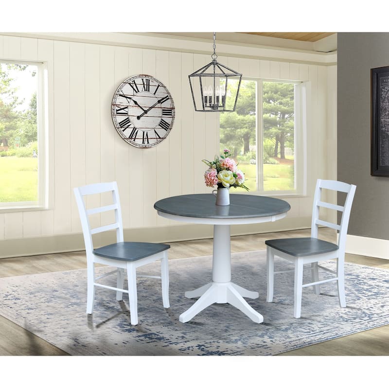 36" Round Extension Dining Table With 2 Madrid Chairs - Overstock ...