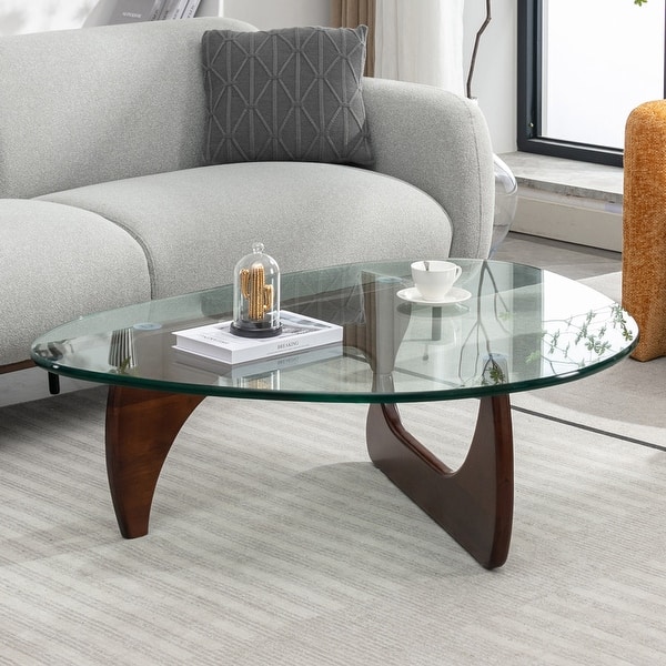 Mixoy Modern Tempered Glass Top Table,Noguchi Triangle Glass Coffee ...