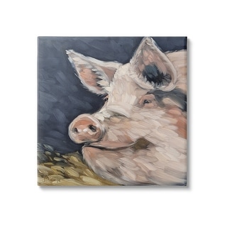 Stupell Smiling Pig Farmhouse Animal Canvas Wall Art by Sara G. Designs ...