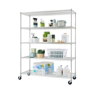 TRINITY BASICS® EcoStorage® 5-Tier 60x24x72 Wire Shelving w/ Wheels ...