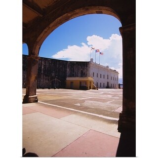 Courtyard viewed through an arch at a castle, Castillo De San Cristobal ...