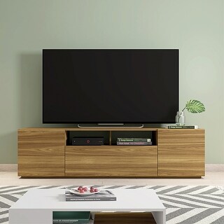 Walnut Brown 71 Inch Handcrafted Wood TV Media Entertainment Console ...