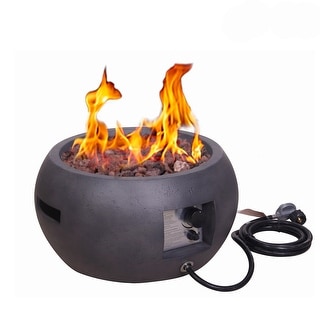 Faux Concrete Texture Round Dark Propane Outdoor Fire Pit - Bed Bath ...