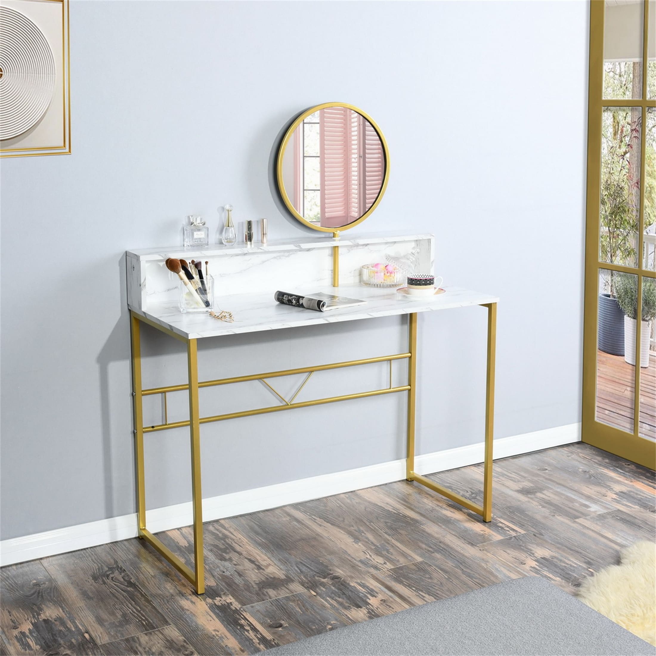 Modern Makeup Dressing Table with Metal Legs Bed Bath Beyond 40335584