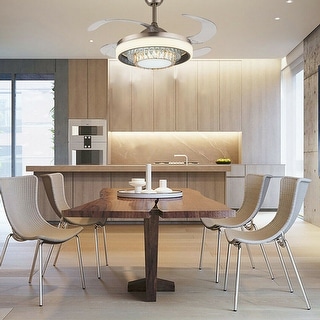 Luxury Invisible LED Ceiling Crystal Chandelier Pendant Lamp Remote ...