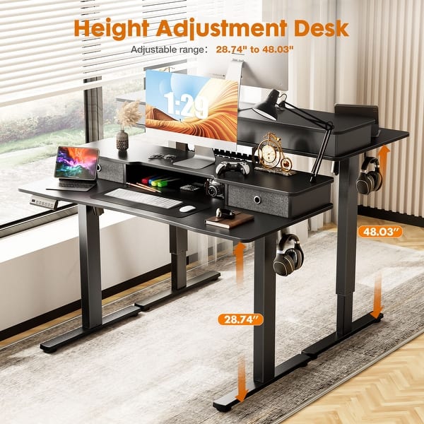Height Adjustable Electric Standing Desk with 2 Drawers - Bed Bath ...