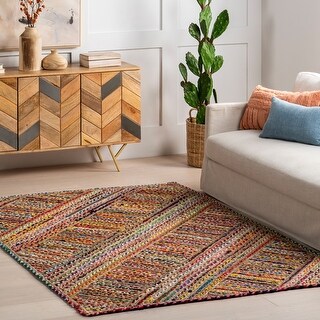 Brooklyn Rug Co Emsley Bold Striped Cotton and Jute Blend Area Rug ...