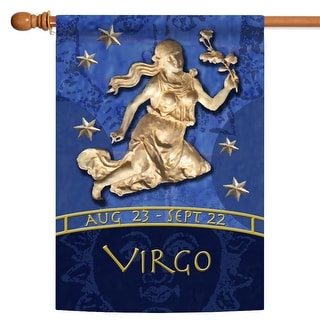 Blue and Gold Virgo Zodiac Outdoor House Flag 40" x 28" - Bed Bath ...