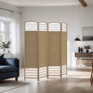 4 Panel Room Divider, Folding Privacy Screen, 5.6' Room Separator - Bed ...