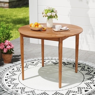 Costway Round Outdoor Dining Table for 4 People 36 inch Acacia Wood ...