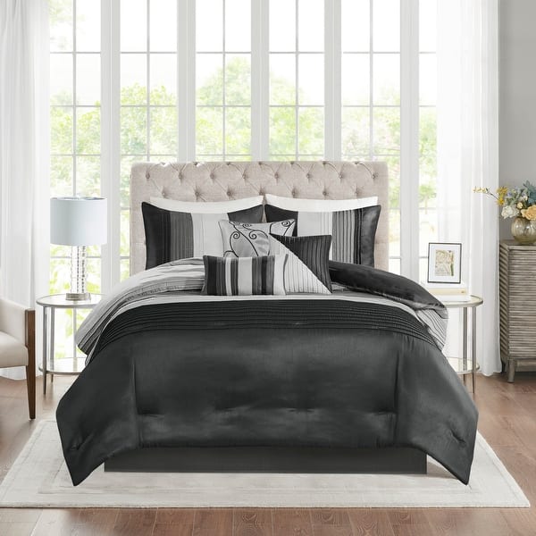 Madison Park Infinity Black 7-piece Comforter Set - Bed Bath & Beyond ...