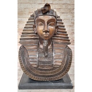 Egyptian Pharaoh Real Bronze Bust Sculpture Art Deco Statue Egyptology ...