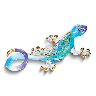 Curata Desert Jewel Gecko Handcrafted Glass Figurine with 22k Gold Trim ...