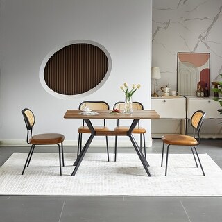 Set of 4 Simplicity Style Dining Chair, PU Leather Metal Frame Accent ...