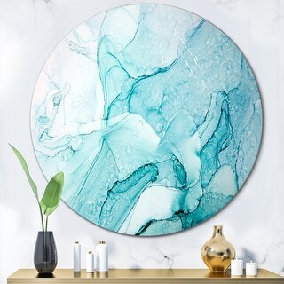 Designart 'Turquoise Ink Universe' Modern Metal Circle Wall Art - Bed ...